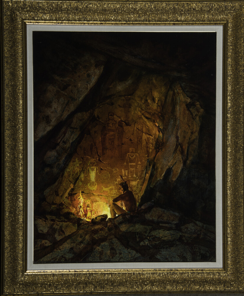 Native American Cave Campfire with Petroglyphs | Scottsdale Art Auction
